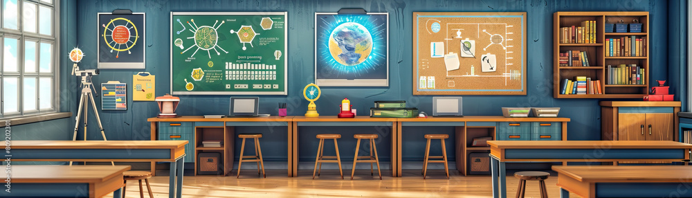 Science Educator's Classroom Wall: Adorned with science posters ...