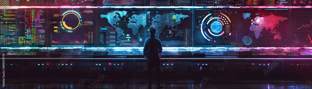 Data Scientist's Wall: Adorned with data visualization charts, machine ...