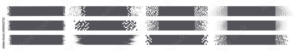 Abstract pixel background. Horizontal title tags with pixels. Header ...