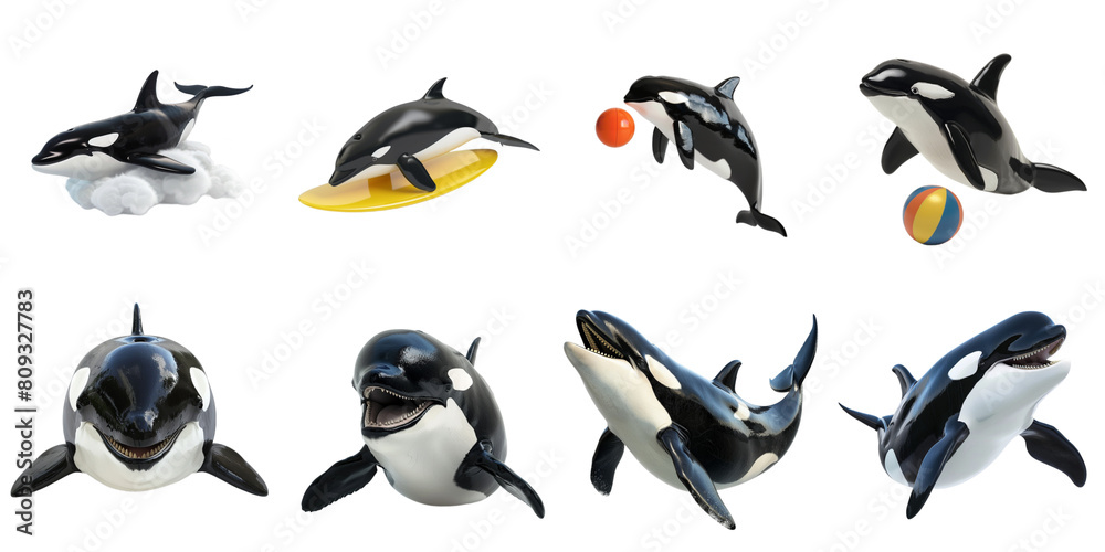 Orca killer whale png set mockup in 3d transparent no background for ...