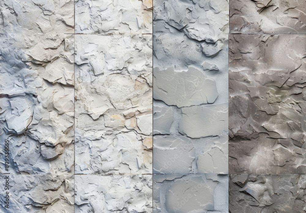 Collage showcasing a variety of stone wall textures in different shades ...