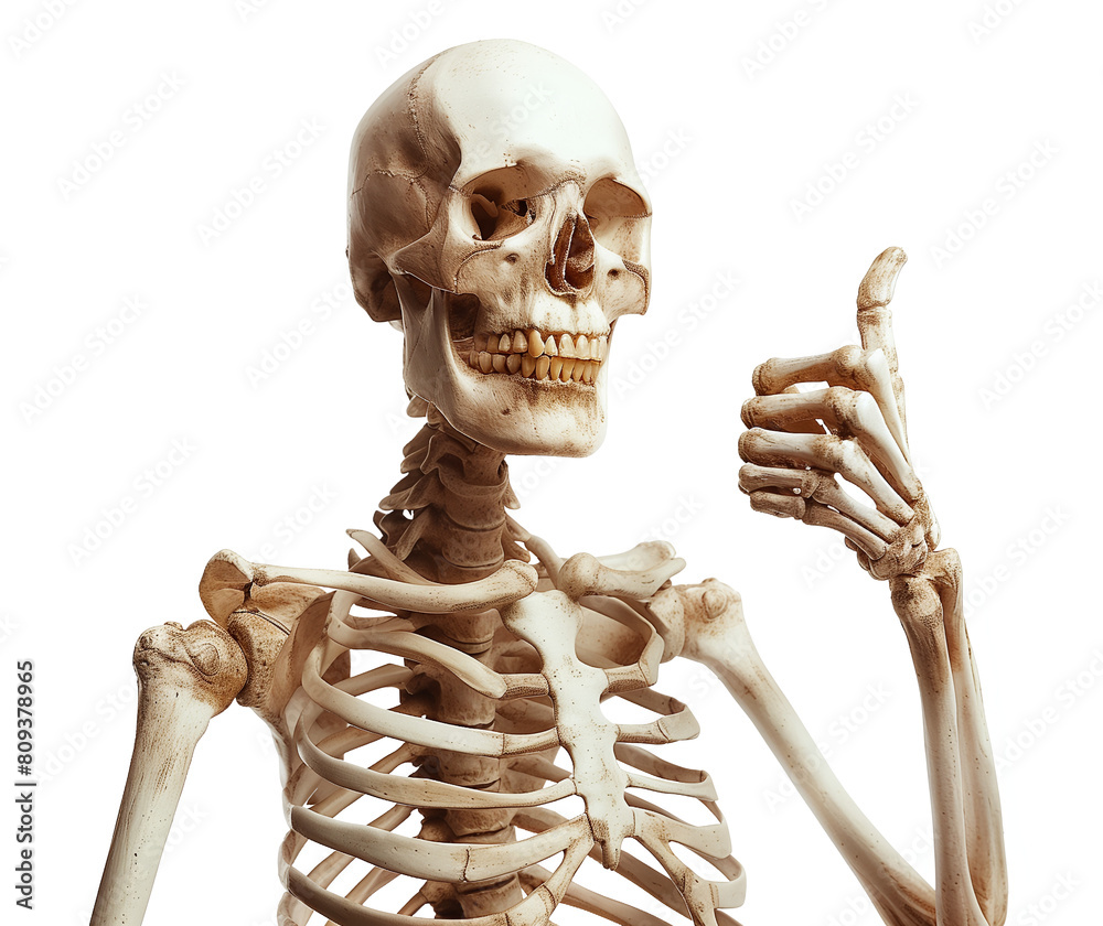 Smiling Skeleton Giving Thumbs Up, Skeletal Anatomy Display Stock Photo ...