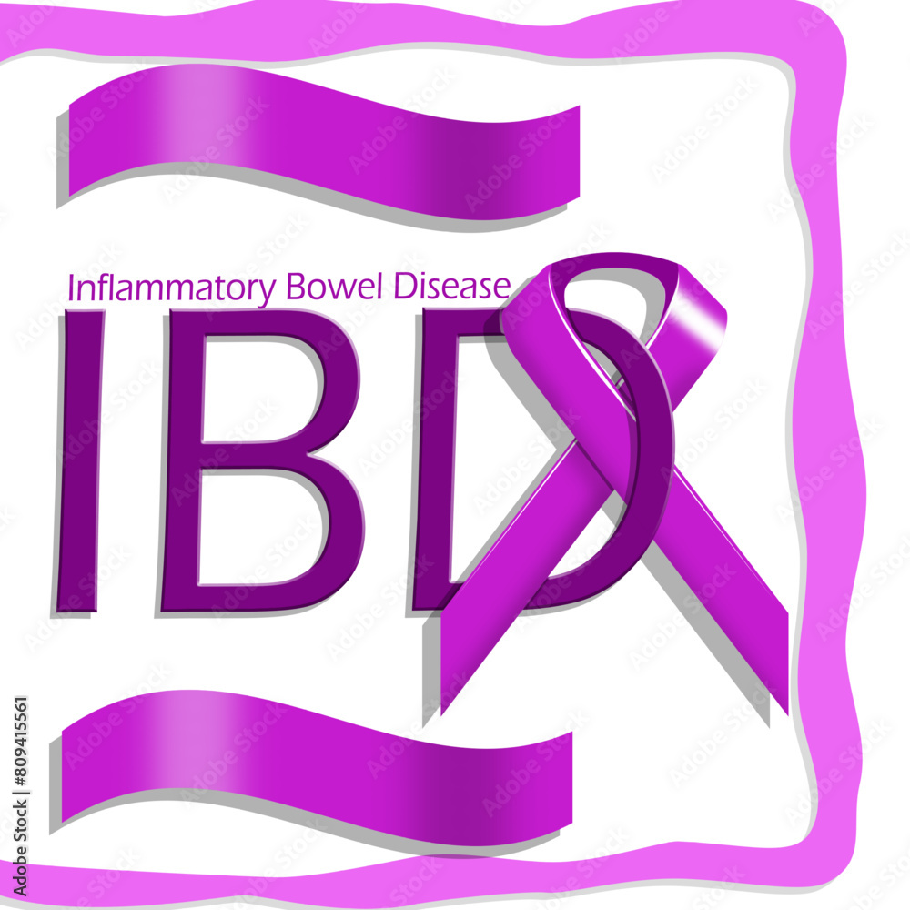 World IBD (Inflammatory Bowel Disease) Day event banner. Purple ribbon ...