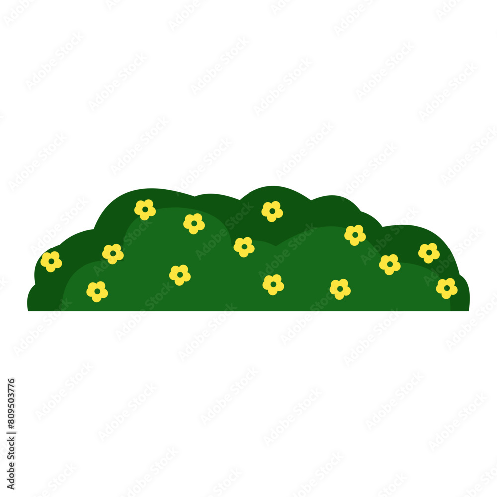 Cartoon Flowering Green Hedges Bushes Shrub Stock Vector | Adobe Stock