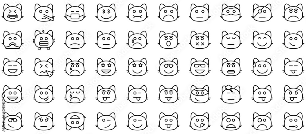 Smiley Face Emoji Cat Smiley Line Icon pictogram symbol visual ...
