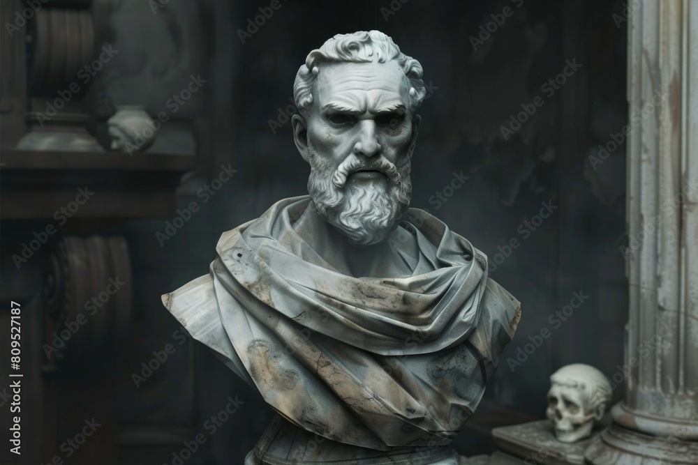 Abstract classic stoic ancient greek, roman sculpture. Portraying a ...