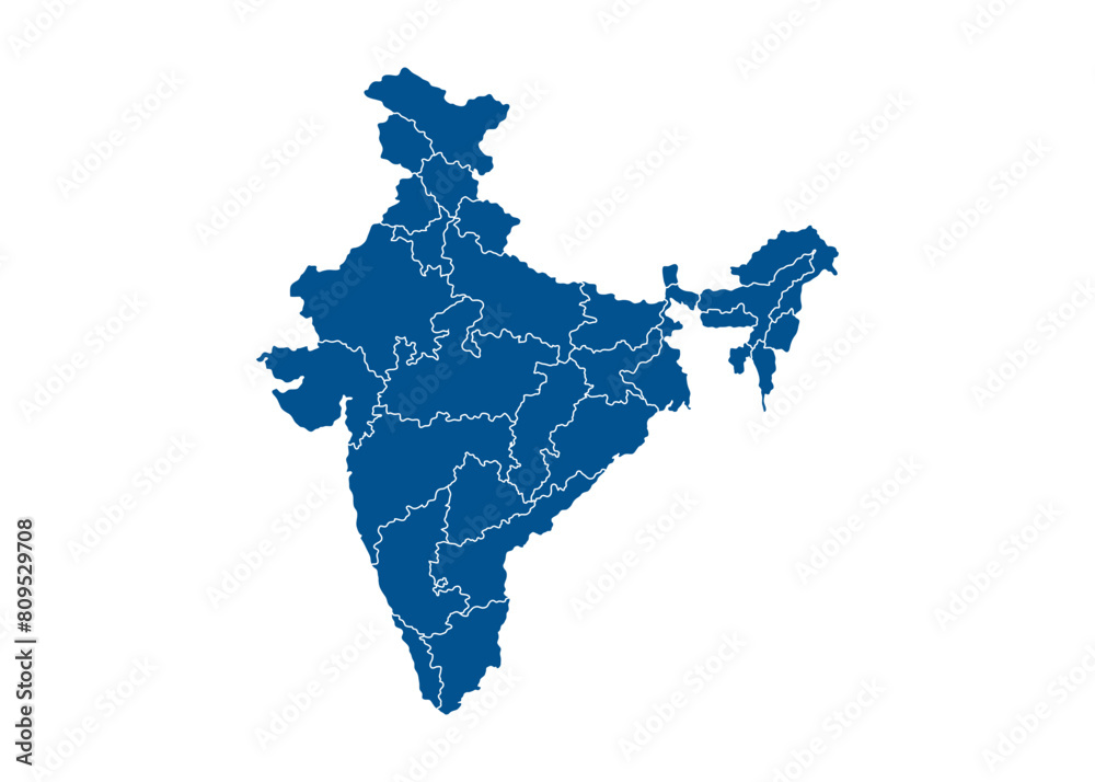 Indian Map Vector map of Indian states, India vector illustration ...