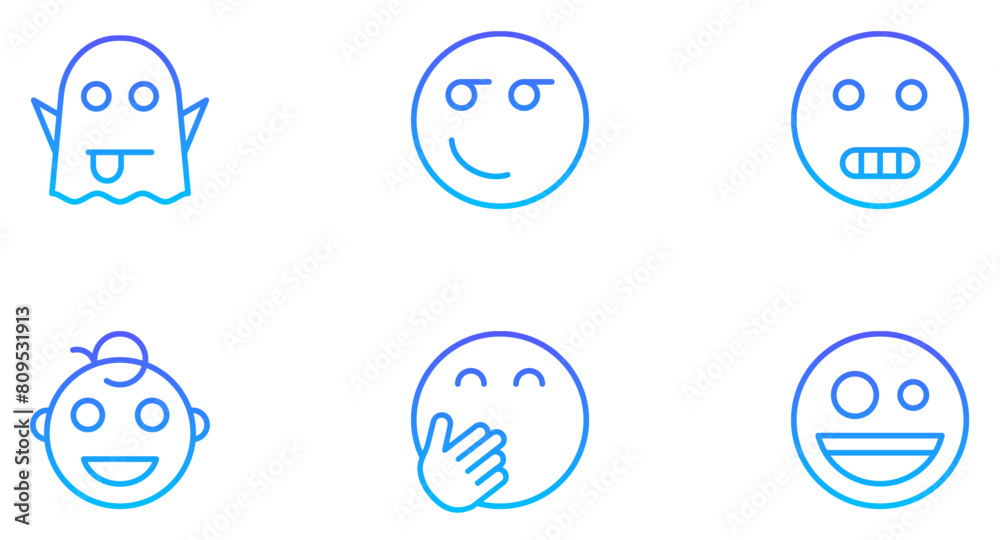 Smiley Face Emoji Smiley Line Gradient Icon pictogram symbol visual ...