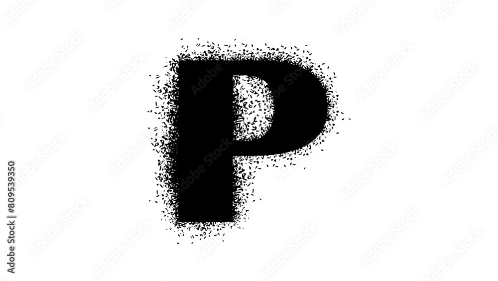 letter P with Spray Paint Drips, black isolated silhouette Stock Vector ...