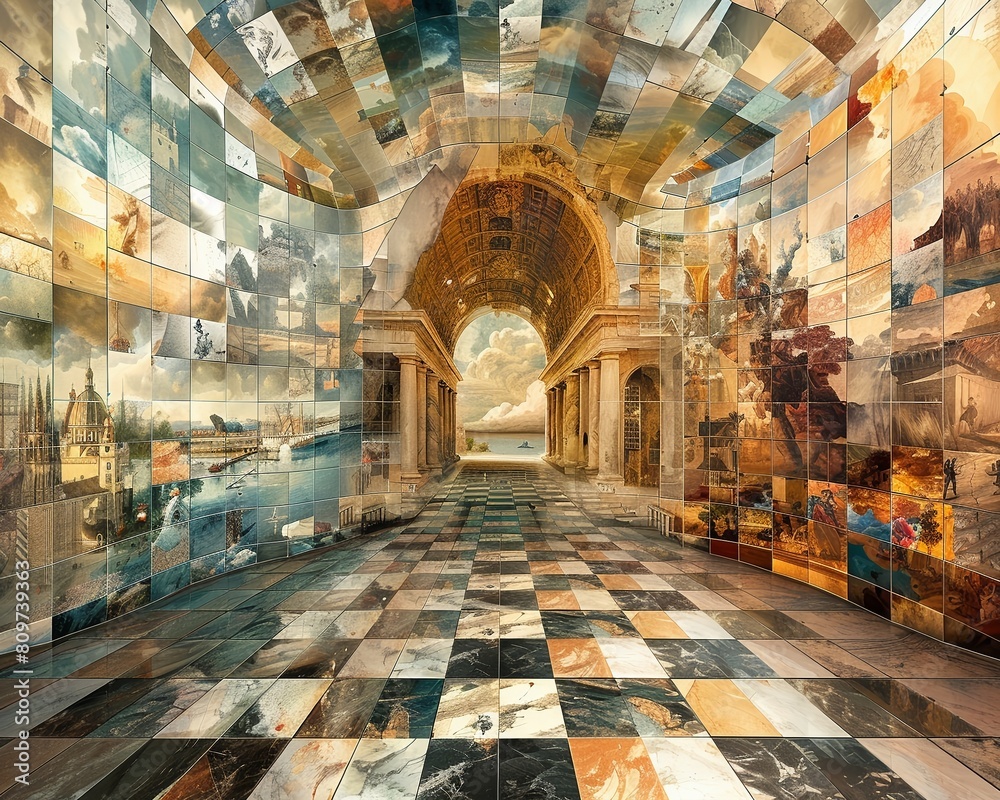 Imagine a digital mosaic revealing layers of history and innovation in ...