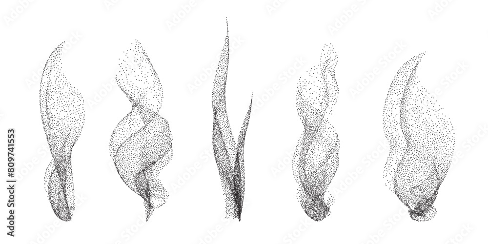 Abstract fluid stippled gradient smoke elements. Noise grain texture ...