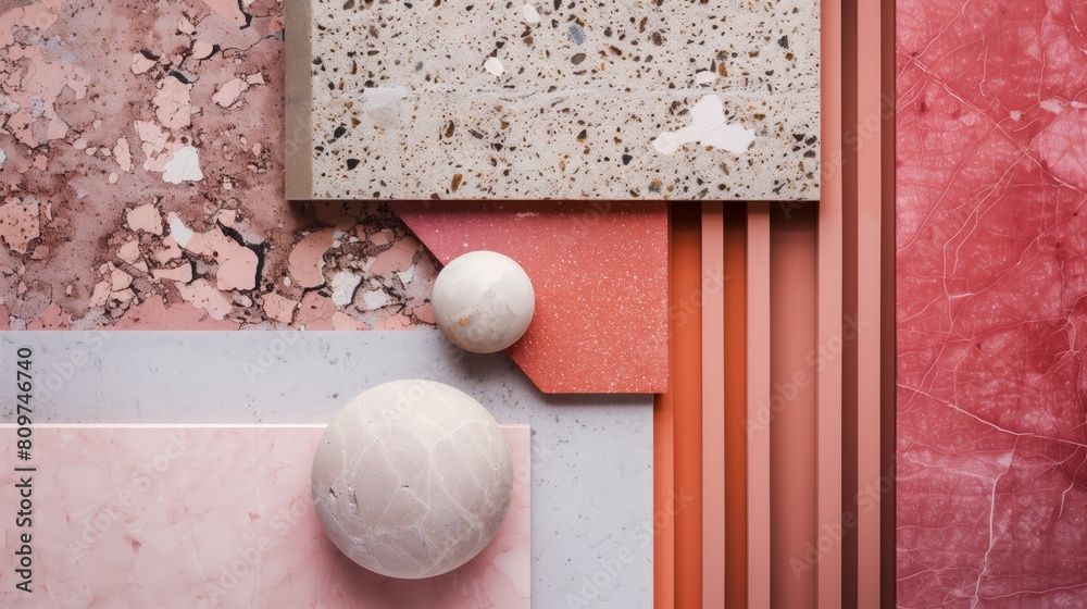 Different geometric shapes made of different stone materials lie on a ...