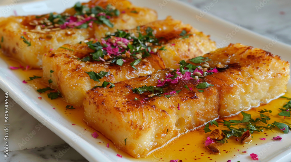 Persian tahchin close-up: saffron rice cake with barberries and ...