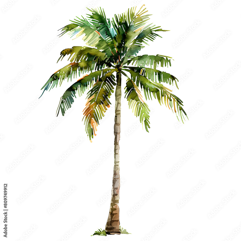 Trees front view, PNG, watercolor style vector tree, palm tree ...