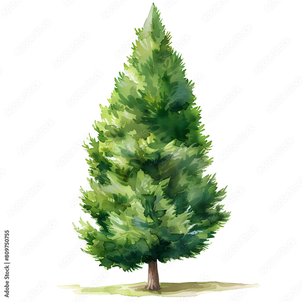 Ilustración de Stock Trees front view, PNG, watercolor style vector ...