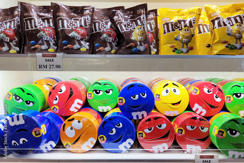 Malacca, Malaysia - 14 FEB 2024: M&M's chocolate brand character mascots. M&M's originated in ...