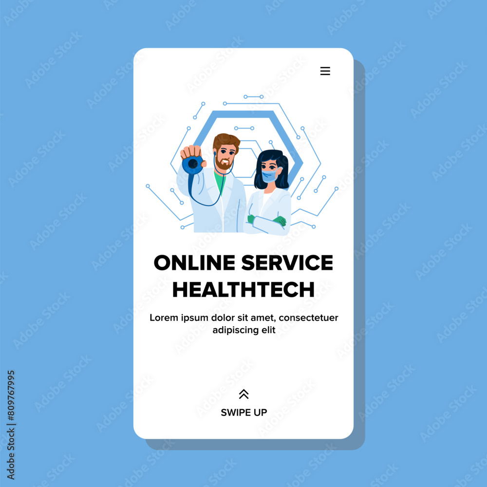 wellness online service healthtech vector. virtual digital, telehealth ...
