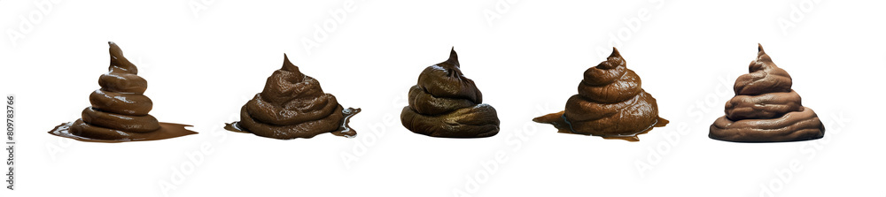 Set of realistic 3D poop in various shapes. Isolated transparent PNG ...