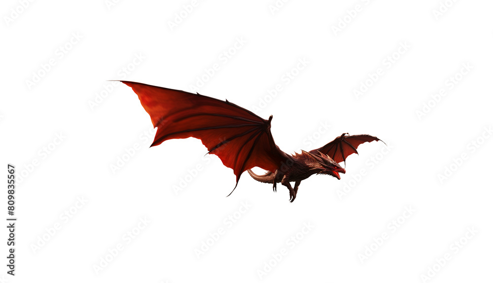 Red dragon in flight. Isolated transparent background PNG. Mythological ...