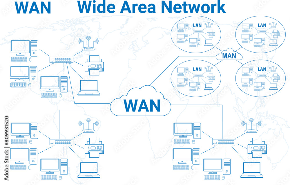 Wide Area Network (WAN) diagram icon Stock Vector | Adobe Stock