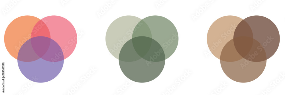 Venn diagram three overlapping circles chart line and solid. Business ...
