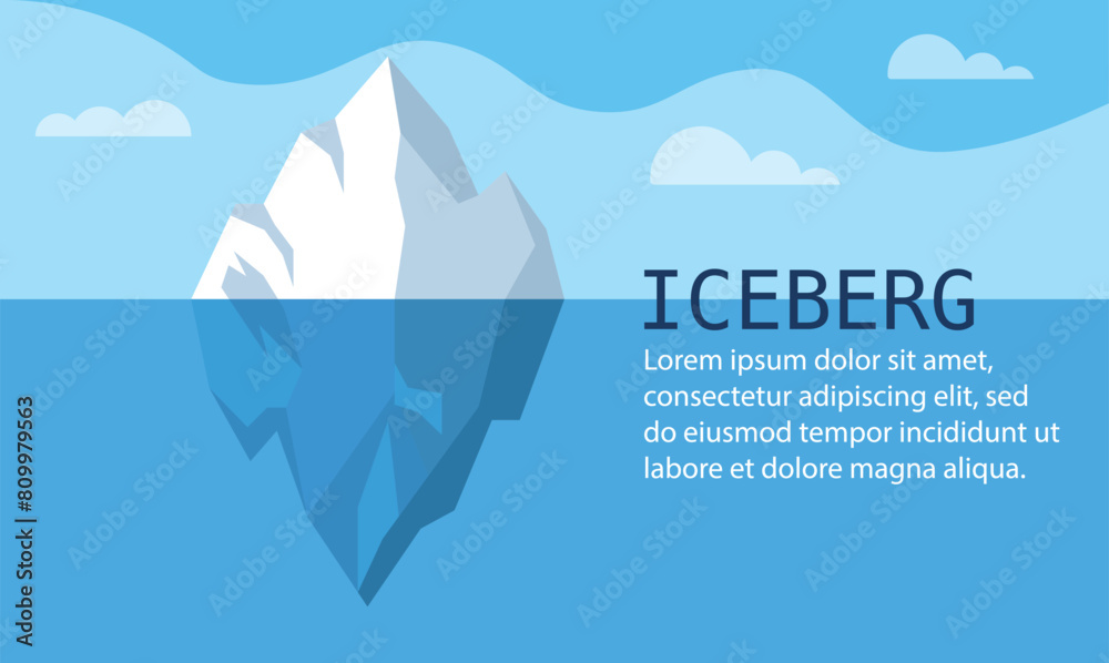 Vector de Stock Iceberg Floating in Blue Ocean Vector Illustration ...