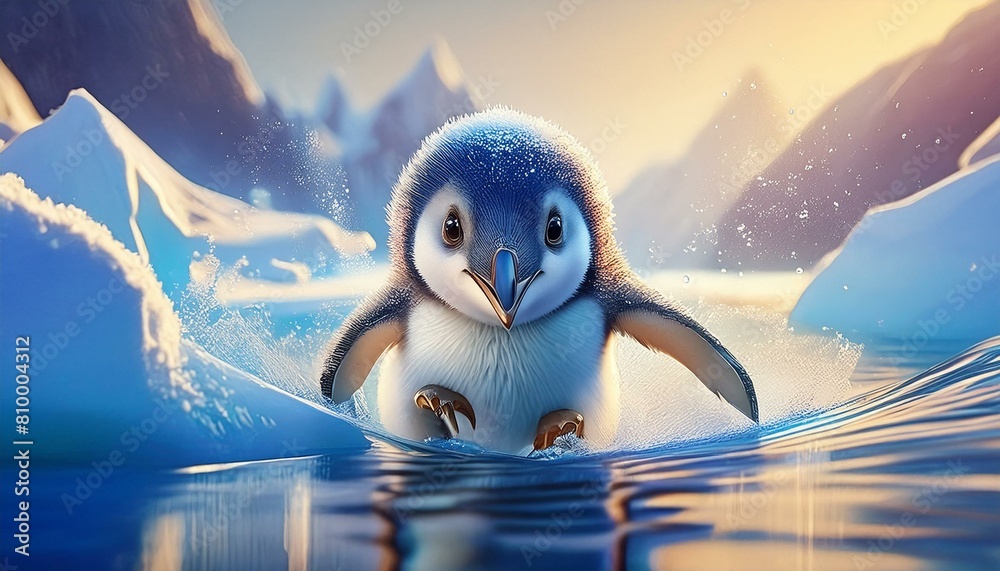 Imagine the journey of a determined penguin chick learning to swim in ...