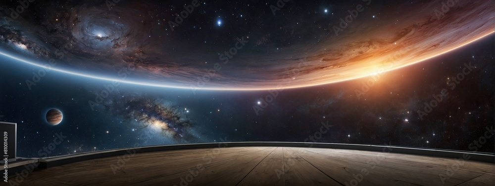 360 degree equirectangular projection space background with nebula and ...