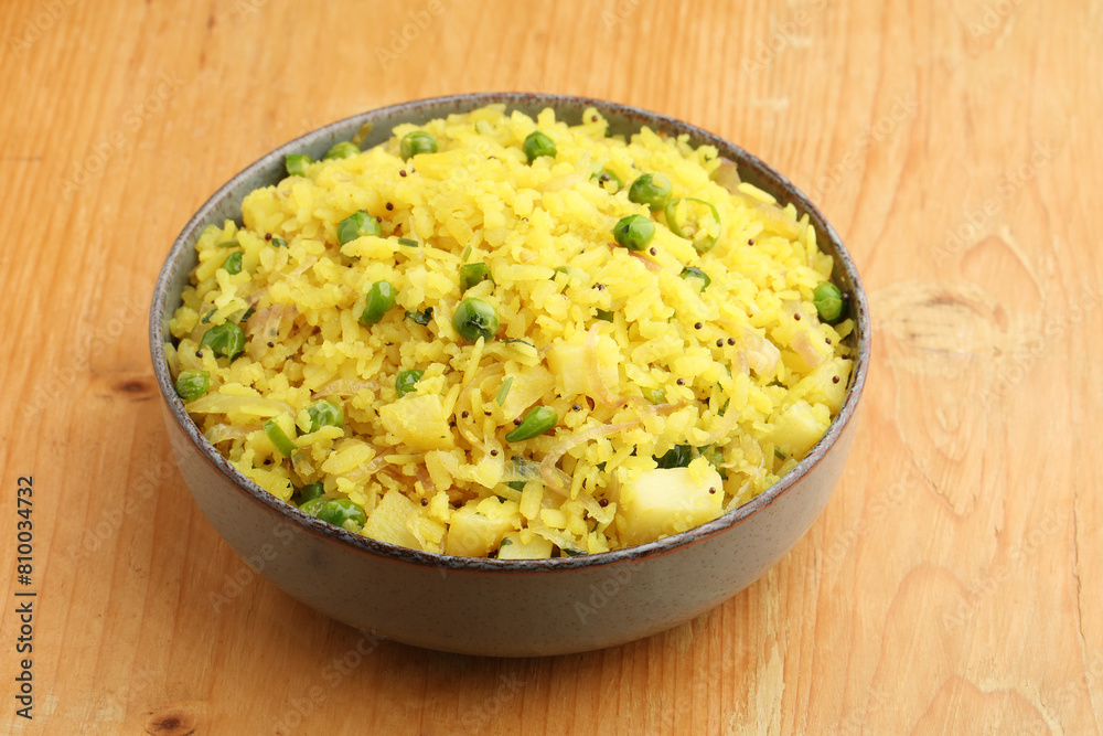 Indian Breakfast Dish Poha Also Know as Pohe or Aalu poha made up of ...