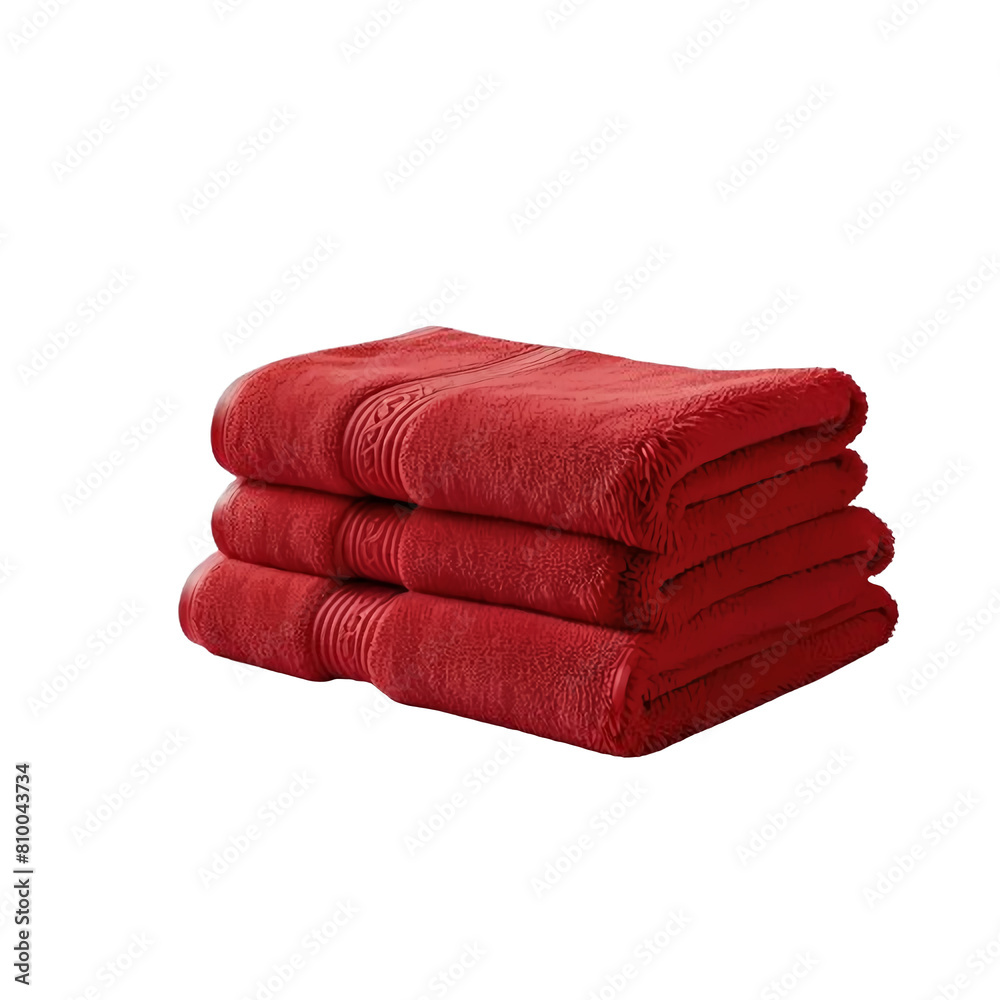 TRANSPARENT PNG ULTRA HD 8K Close-up image of neatly folded red towels ...