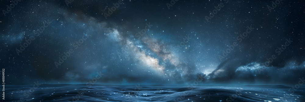 A serene nighttime scene of the ionosphere illuminated by the milky way ...