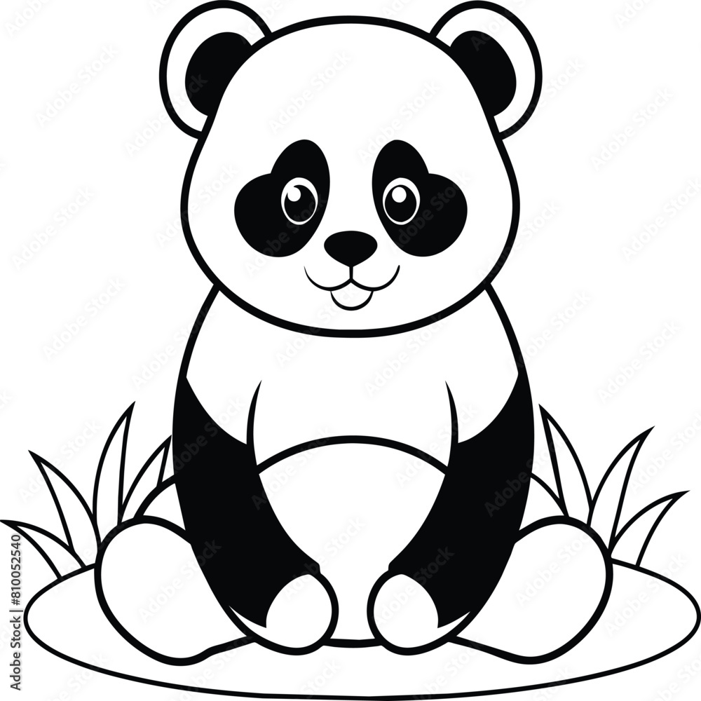 Cute panda coloring pages. Panda animal outline for coloring book ...