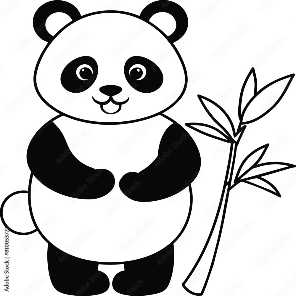 Cute panda coloring pages. Panda animal outline for coloring book ...