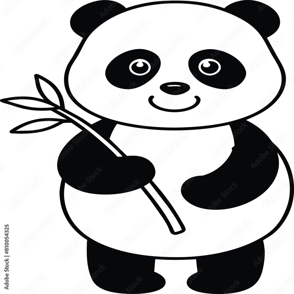 Cute panda coloring pages. Panda animal outline for coloring book ...