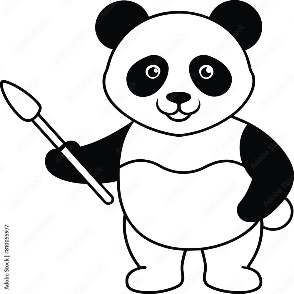 Cute panda coloring pages. Panda animal outline for coloring book ...