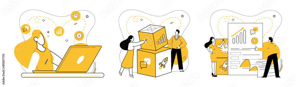 Team collaboration vector illustration. Corporate synergy thrives on ...