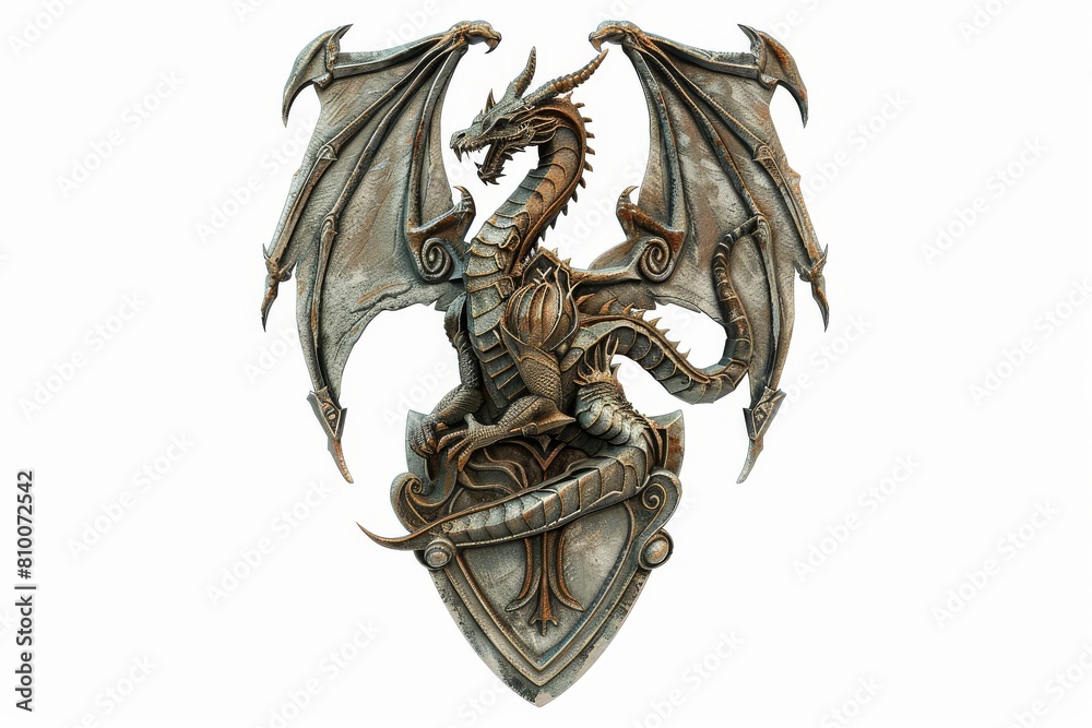 Dragon guardian emblem on a soft transparent white backdrop, perfect ...