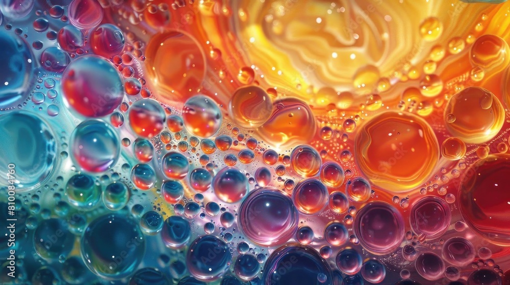 An abstract painting using vibrant colors and circular shapes. The ...