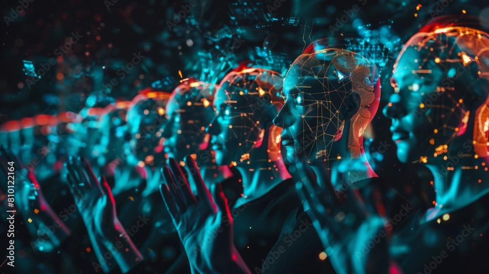 Creative depiction of AI-generated avatars mimicking human gestures for ...