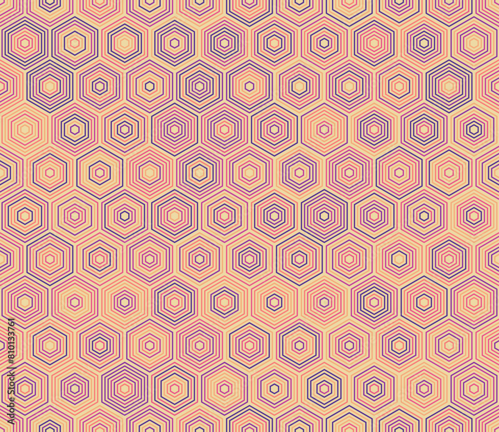 Tileable mosaic background. Stacked hexagons mosaic pattern. Hexagonal shapes. Multiple tones ...