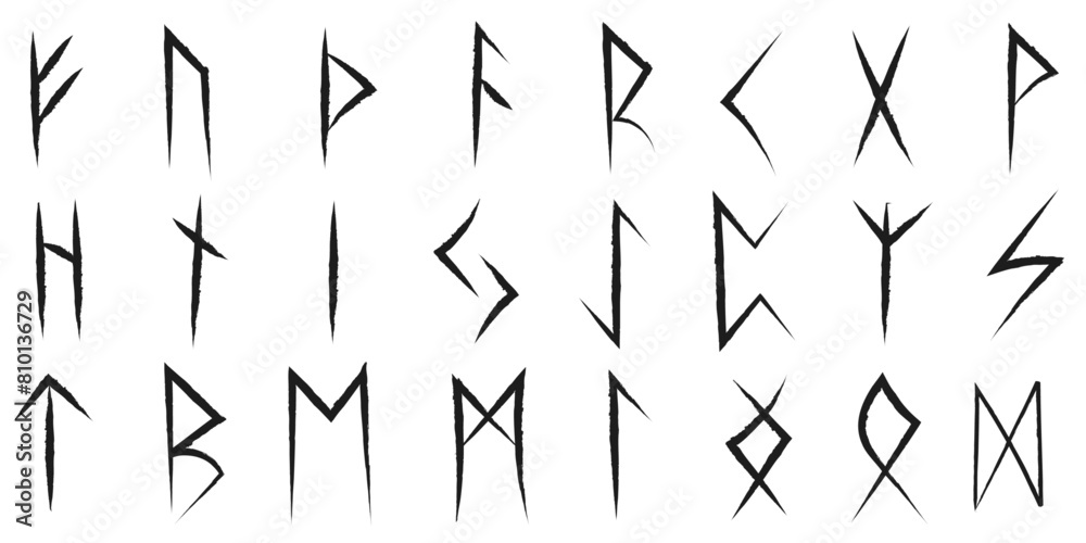 Runes, Set of runes. Signs and symbols on a transparent background are ...