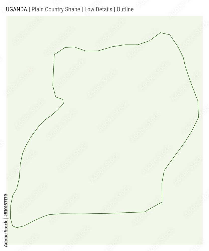 Uganda plain country map. Low Details. Outline style. Shape of Uganda ...