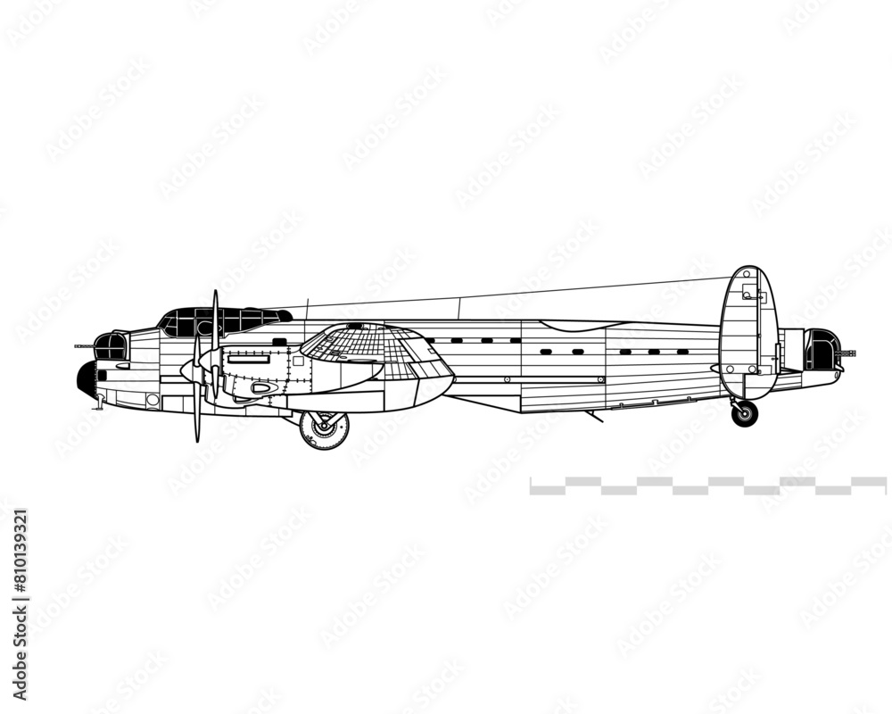 Avro Lancaster B.III Special with Upkeep bouncing bomb. Side view ...
