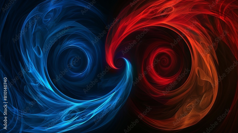 Red and blue abstract swirls in yin yang - A stunning digital artistic ...