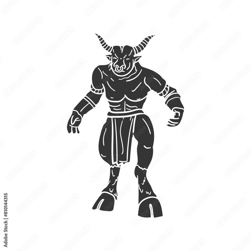 Minotaur Icon Silhouette Illustration. Greek Creatures Vector Graphic ...