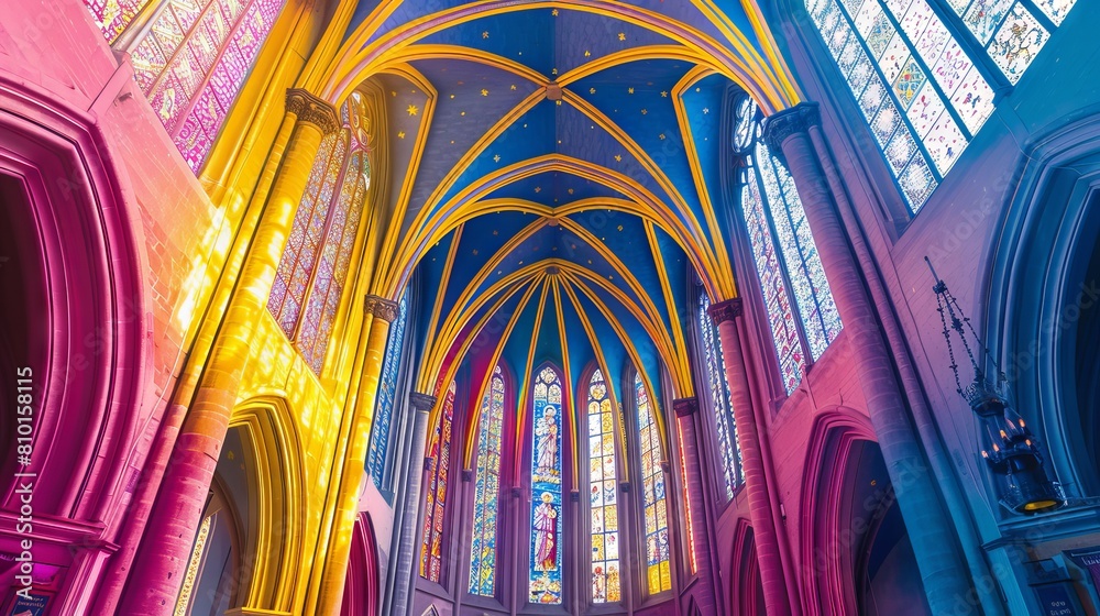 Vibrant color palette inspired by stained glass windows in Christian ...