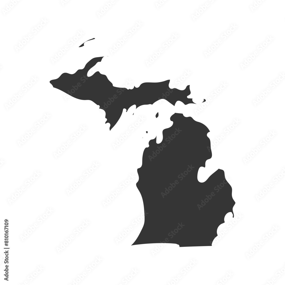 Michigan Map Icon Silhouette Illustration. Geography Vector Graphic ...
