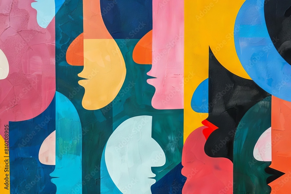 abstract artwork depicting different colorful geometric shapes ...