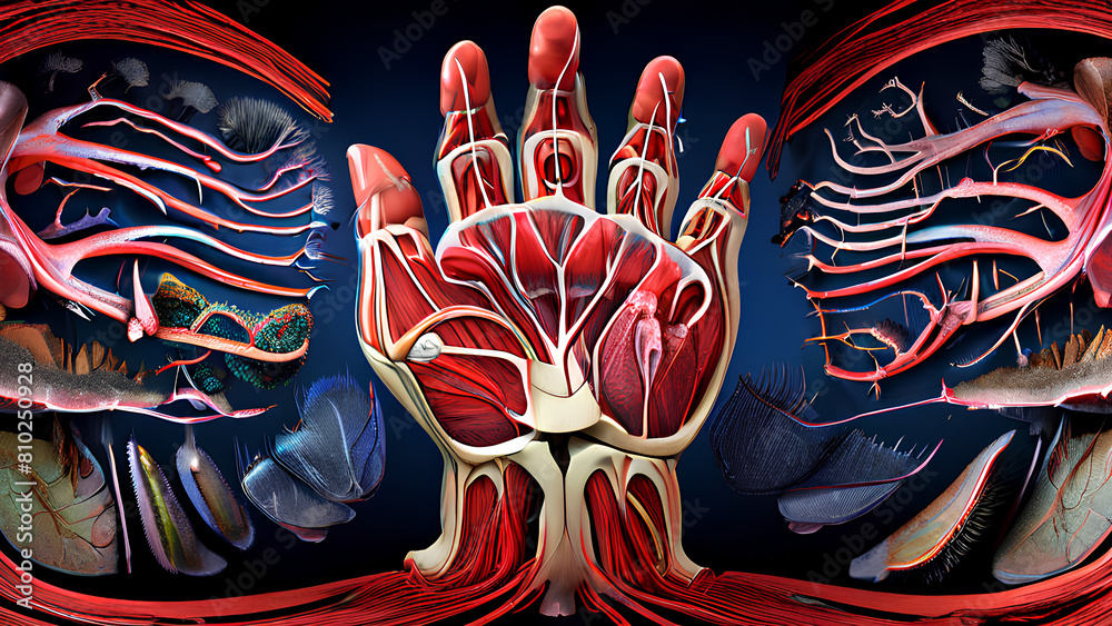 Hand Anatomy Unveiled | Immersive 360-Degree Panorama PNG Illustration ...