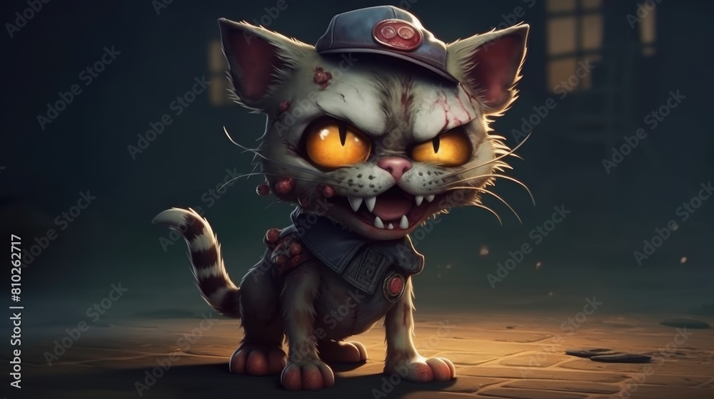 Angry looking cat. Created with Generative AI. Stock Illustration ...